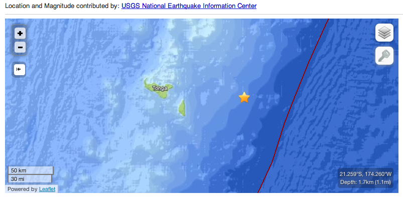 M5.3 between 'Eua and Tonga Trench | Matangi Tonga