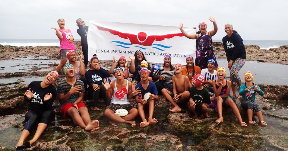 Swimmers celebrate World Aquatics Day at Fua'amotu Beach | Matangi Tonga