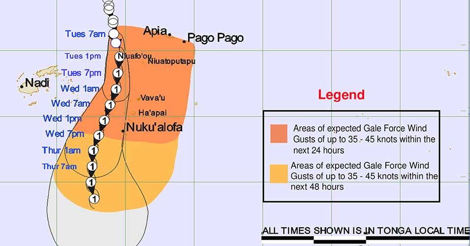 TD11F tropical cyclone warning for Tonga | Matangitonga