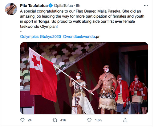 Tweet storm of appreciation for Tongan olympians | Matangi Tonga