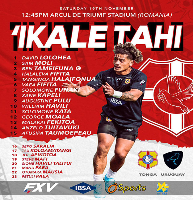 'Ikale Tahi squad named to play Uruguay | Matangi Tonga