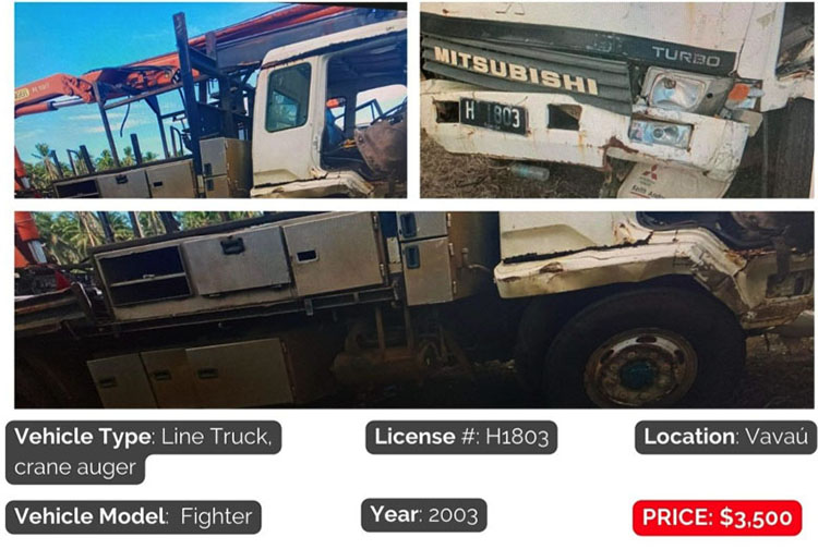 7086 Tonga Power Ltd vehicle tender 12-26 January 2023 | Matangi Tonga